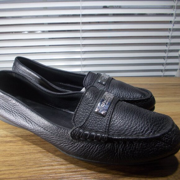 Coach | Shoes | Coach Fredric Driving Mocs Loafers Black Leather Logo ...